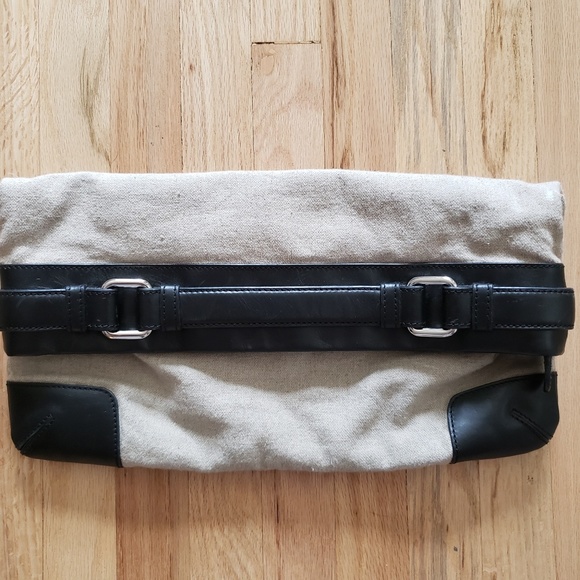 Club Monaco | Bags | Club Monaco Linen And Leather Fold Over Bag Clutch ...